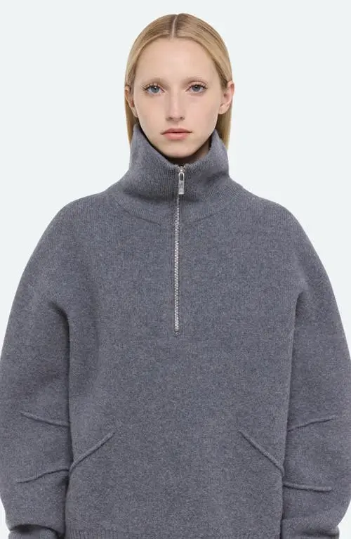 Helmut Lang Apex Quarter Zip Wool Sweater - Med Grey