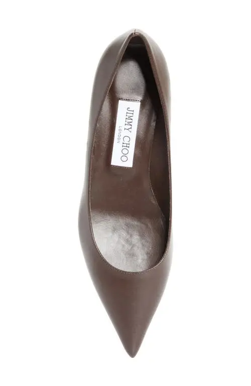 JIMMY CHOO Amelia Pointed-toe Kitten Heel Pump - Chocolate