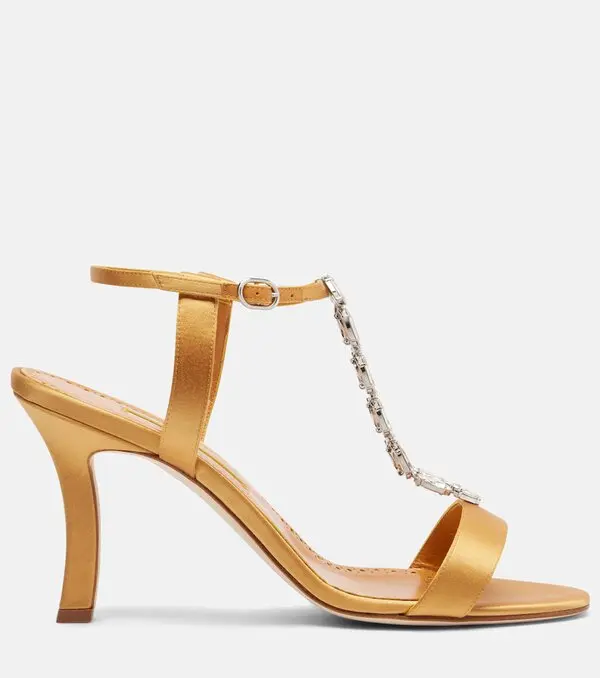 Manolo Blahnik Crystal-embellished Satin Sandals