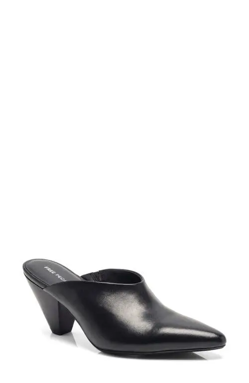 Free People Pointed Toe Cone Heel Mule - Black Leather