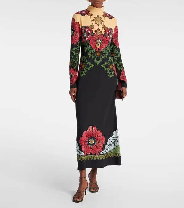 La DoubleJ Halle Printed Satin Midi Dress