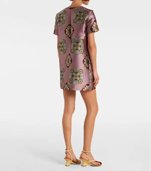 La DoubleJ Swing Satin Jacquard Mini Dress - Pink