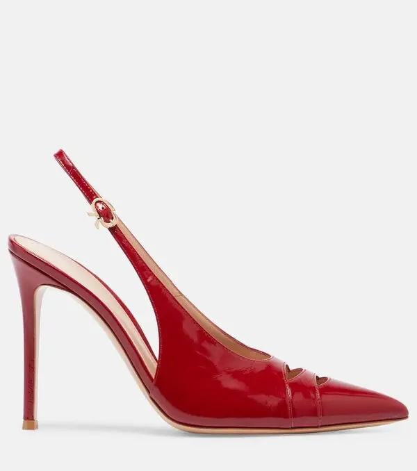 GIANVITO ROSSI 105 Patent Leather Slingback Pumps