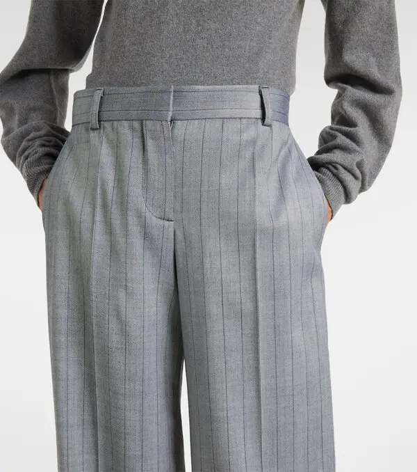 Stella McCartney Striped Wool Wide-leg Trousers