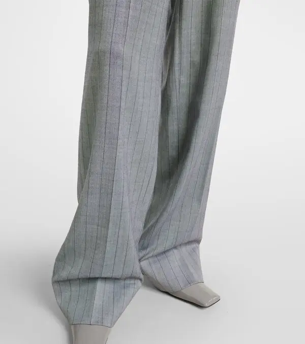 Stella McCartney Striped Wool Wide-leg Trousers