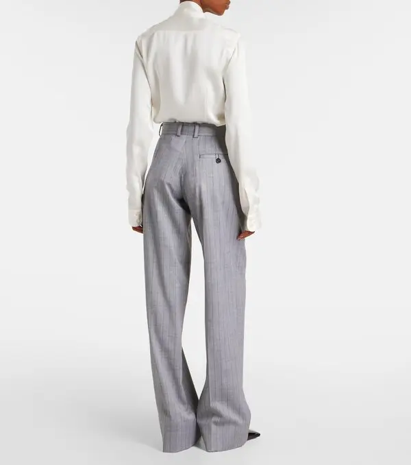 Stella McCartney Striped Wool Wide-leg Trousers