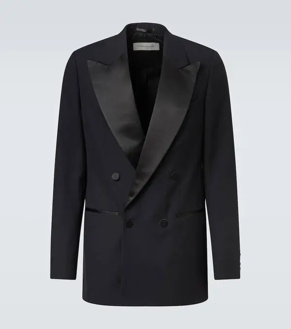 Dries Van Noten Double-breasted Wool And Silk Suit Jacket - Black