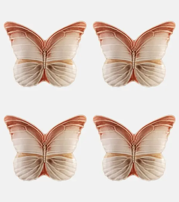 BORDALLO PINHEIRO Set Of 4 Ceramic Bread Plates Claudia Schiffer - Red