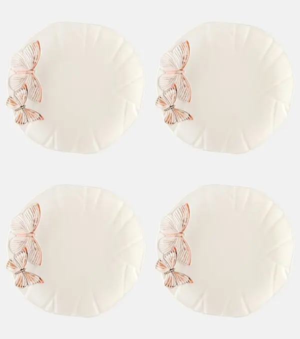 BORDALLO PINHEIRO Set Of 4 Ceramic Dinner Plates Claudia Schiffer - Beige