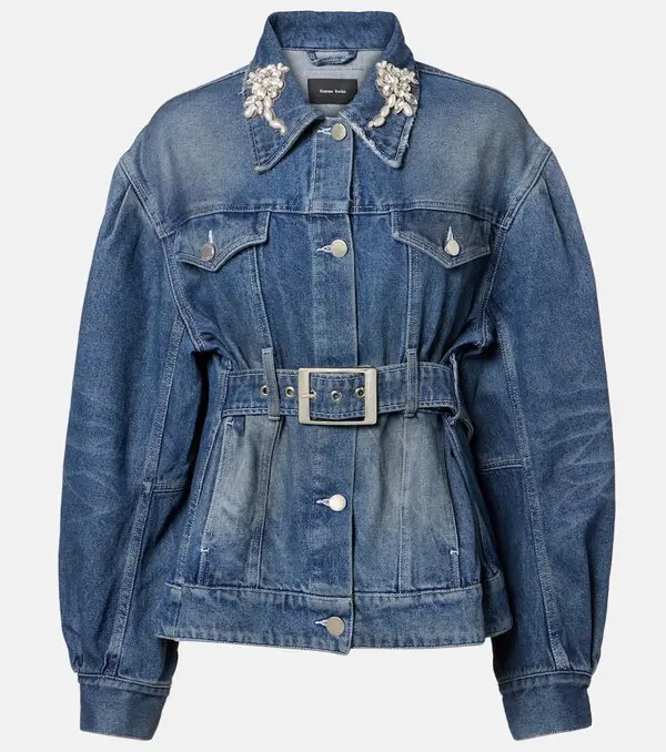 Simone Rocha Embellished Denim Jacket - Blue