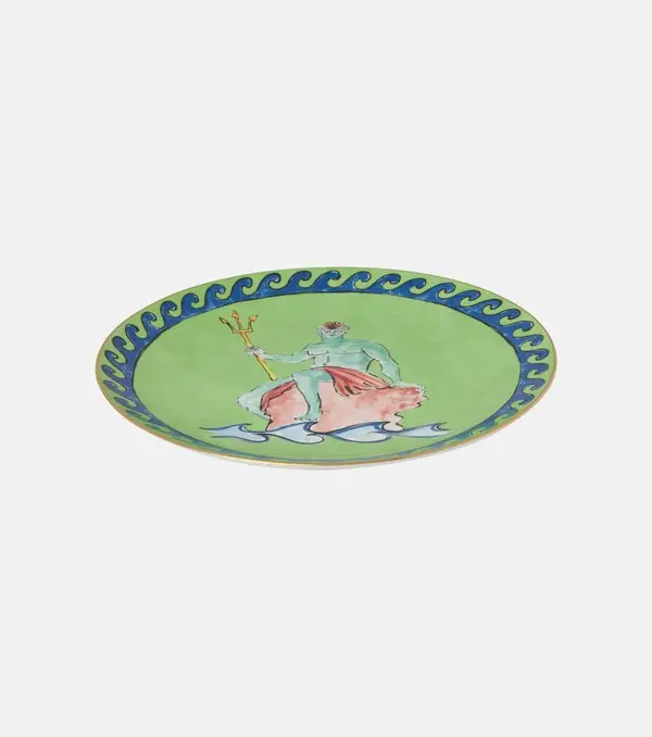 GINORI 1735 Il Viaggio Di Nettuno Porcelain Charger Plate Luke Edward Hall - Green