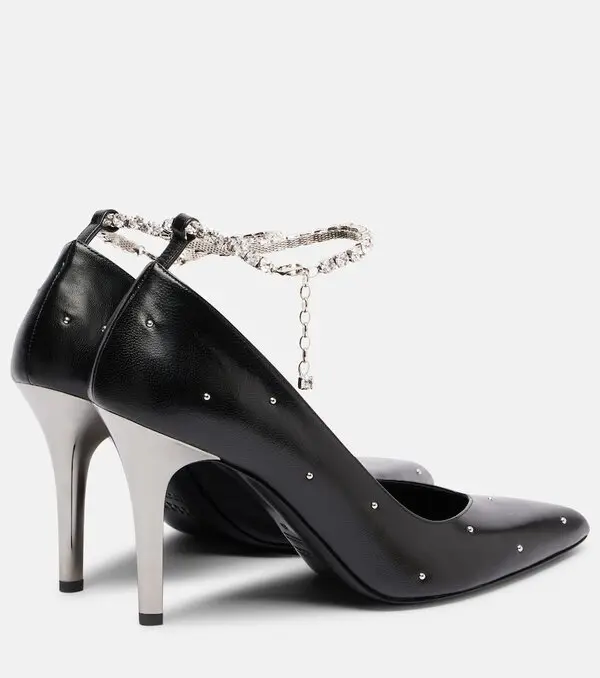 Isabel Marant Étoile Embellished Leather Pointed Toe Pumps
