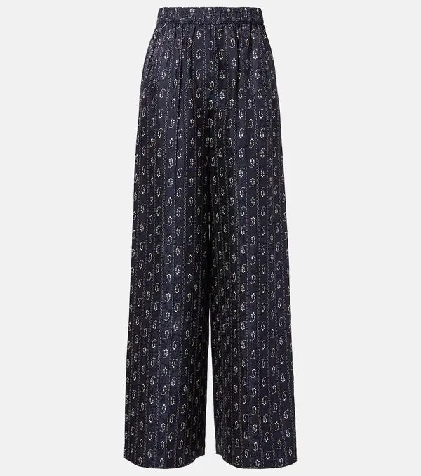 Tory Burch Paisley Jacquard Wide-leg Pants - Blue