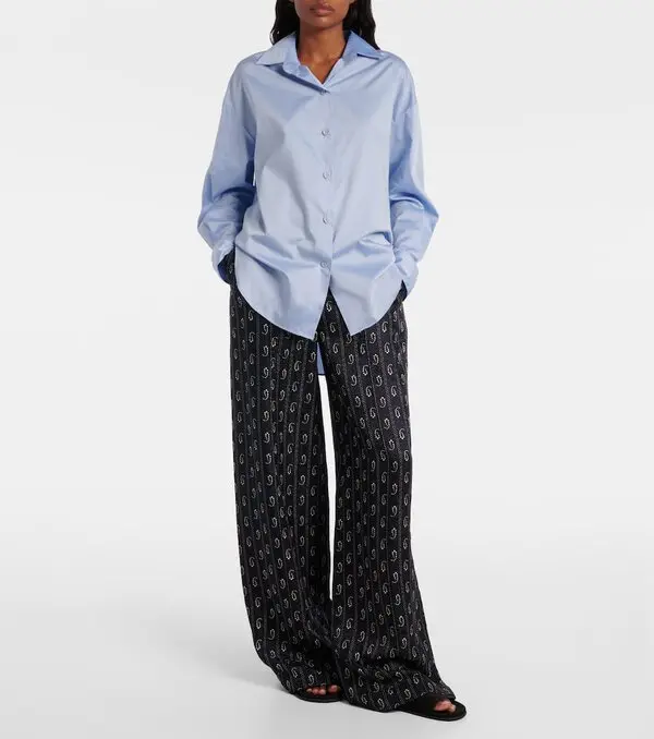Tory Burch Paisley Jacquard Wide-leg Pants - Blue