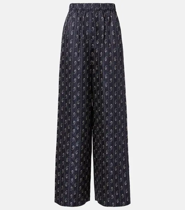 Tory Burch Paisley Jacquard Wide-leg Pants - Blue