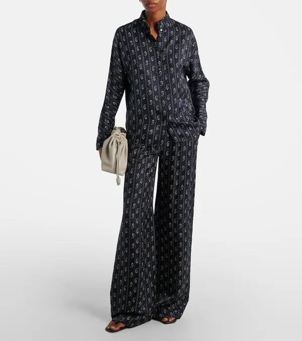 Tory Burch Paisley Jacquard Wide-leg Pants - Blue
