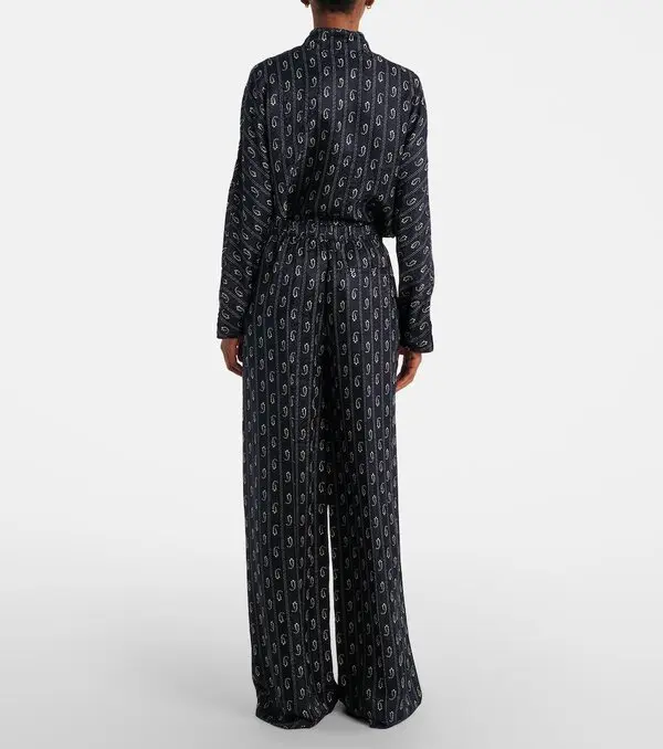 Tory Burch Paisley Jacquard Wide-leg Pants - Blue