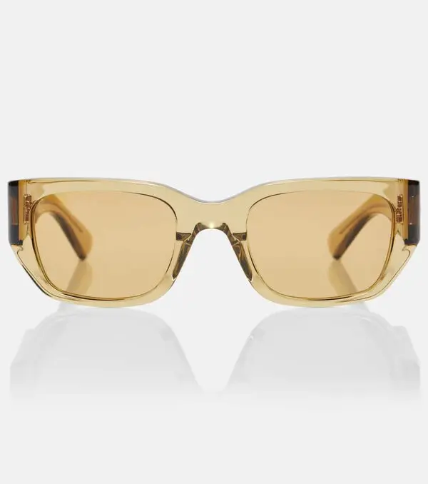 Bottega Veneta Intrecciato Rectangular Sunglasses - Yellow