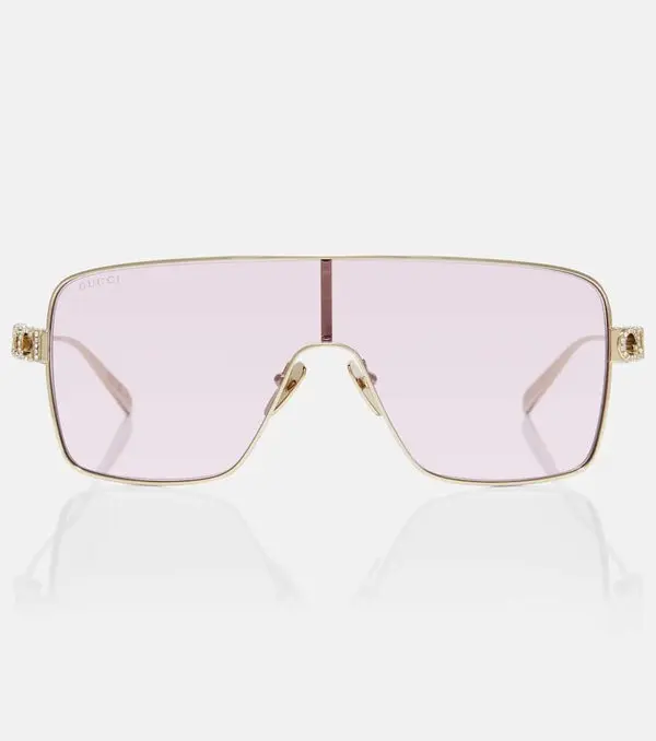 Gucci Embellished Mask Sunglasses - Gold