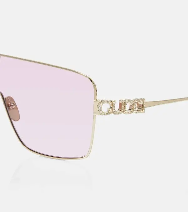 Gucci Crystal-embellished Shield Sunglasses