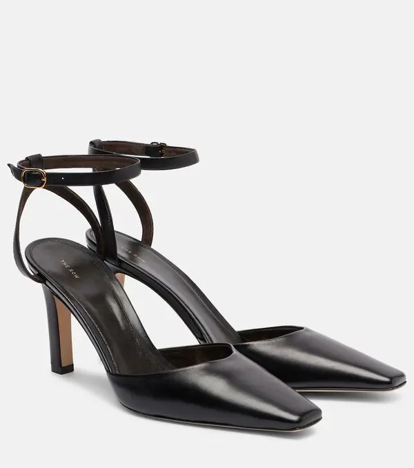 THE ROW Carla 80 Leather Sandals - Black