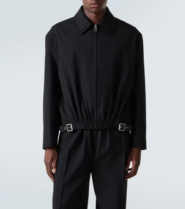Loewe Belted Wool Blouson With Leather Trim