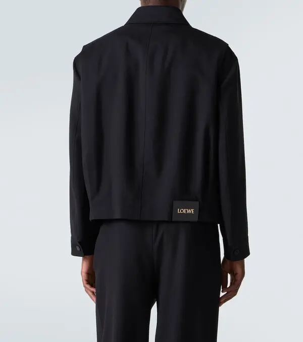 Loewe Belted Wool Blouson With Leather Trim
