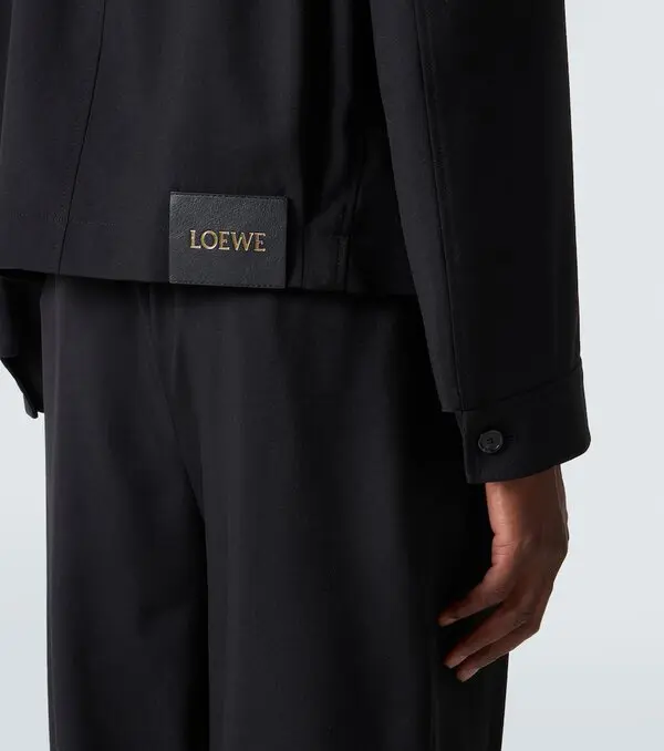 Loewe Belted Wool Blouson With Leather Trim