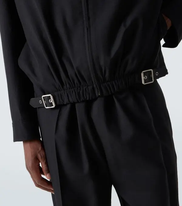 Loewe Belted Wool Blouson With Leather Trim