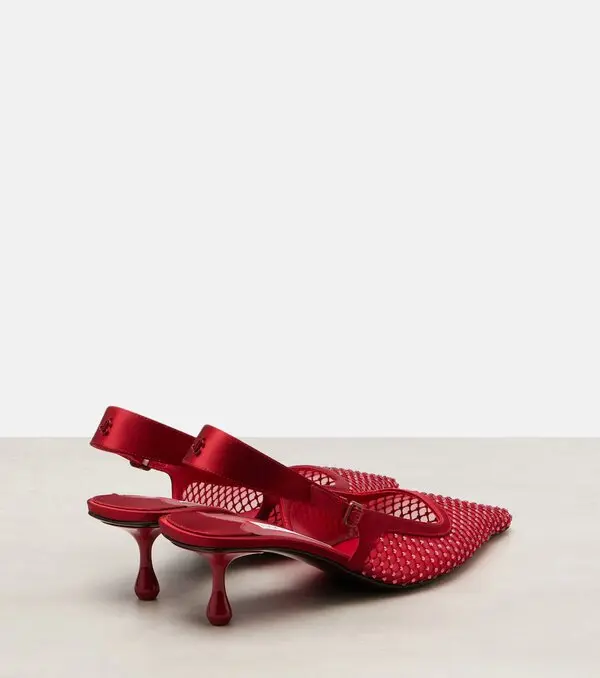 JIMMY CHOO Amel 50 Embellished Slingback Pumps - Red