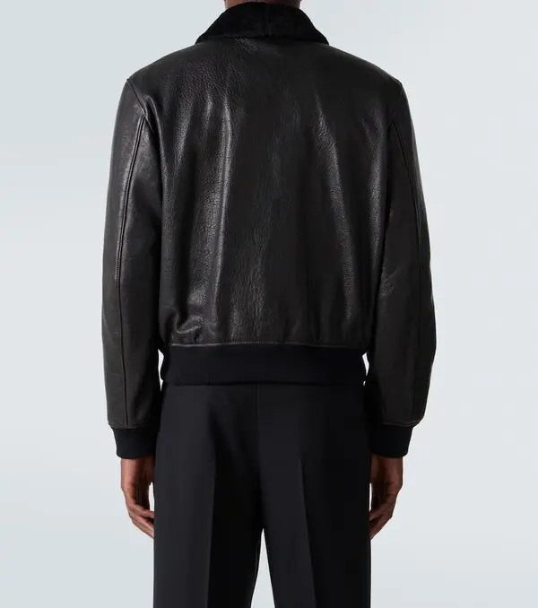 Saint Laurent Shearling-trimmed Leather Bomber Jacket