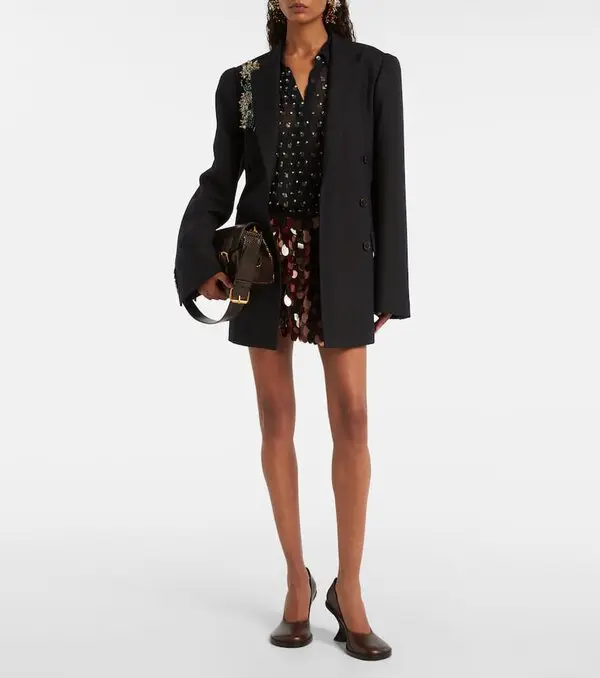Dries Van Noten Crystal-embellished Sheer Shirt - Blue