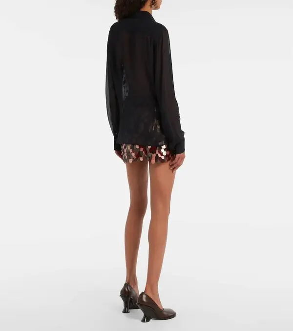 Dries Van Noten Crystal-embellished Sheer Shirt - Blue