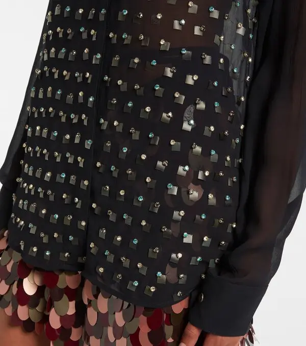 Dries Van Noten Crystal-embellished Sheer Shirt - Blue