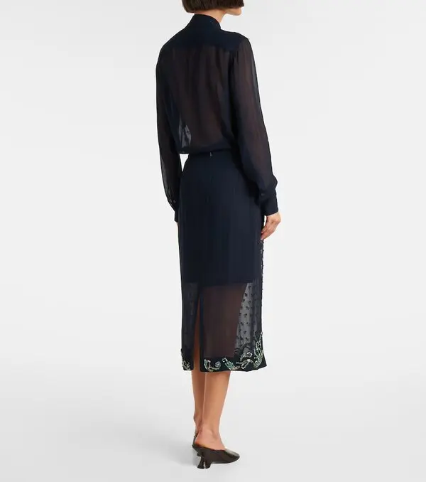 Dries Van Noten Embellished Midi Skirt - Blue