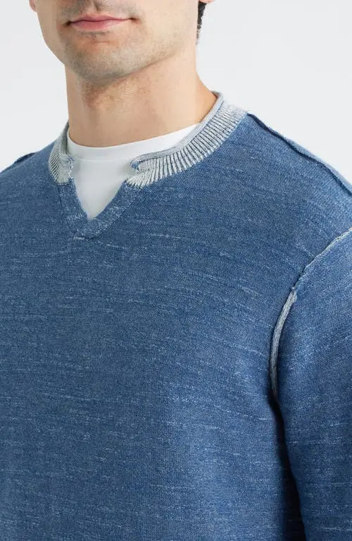 Johnnie-o Jamesy Cotton Notched Neck Sweater