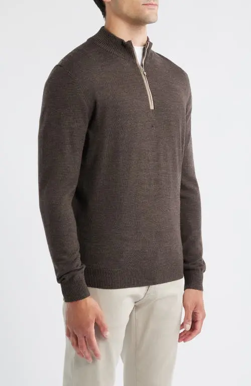 Johnnie-o Raynor Merino Wool Quarter Zip Sweater - Cocoa