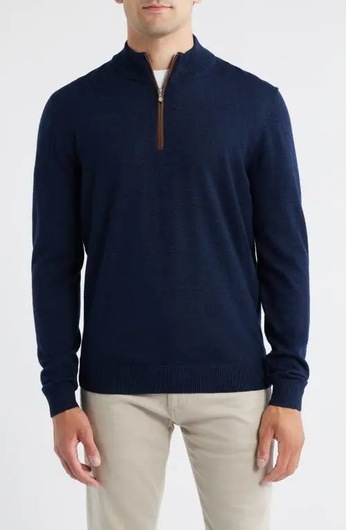 Johnnie-o Raynor Merino Wool Quarter Zip Sweater - Navy