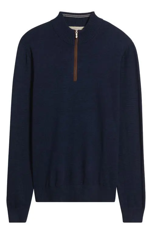 Johnnie-o Raynor Merino Wool Quarter Zip Sweater - Navy
