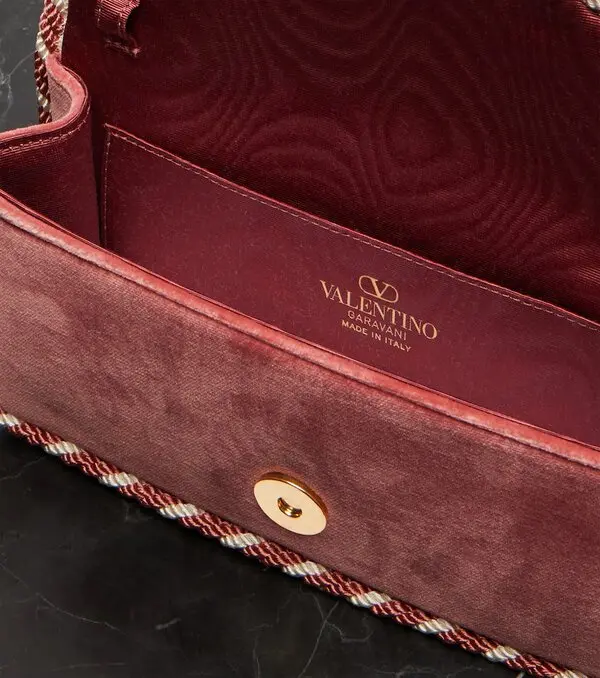 Valentino Garavani Locò Mini Embellished Velvet Clutch