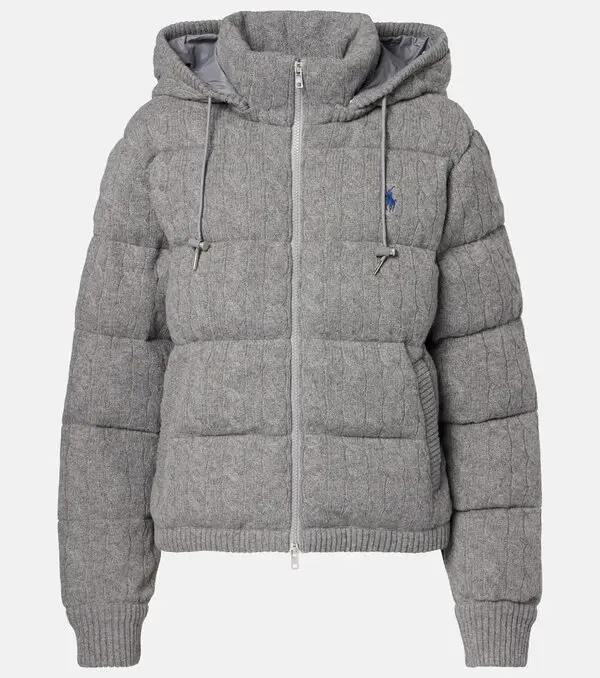 Ralph Lauren Cable-Knit Wool And Cashmere Down Jacket - Grey - 20