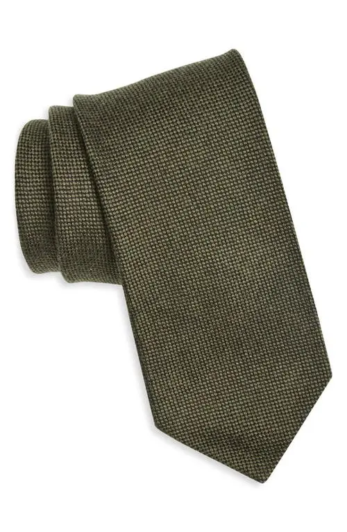 DRAKE'S Plain Wool Neck Tie - Khaki