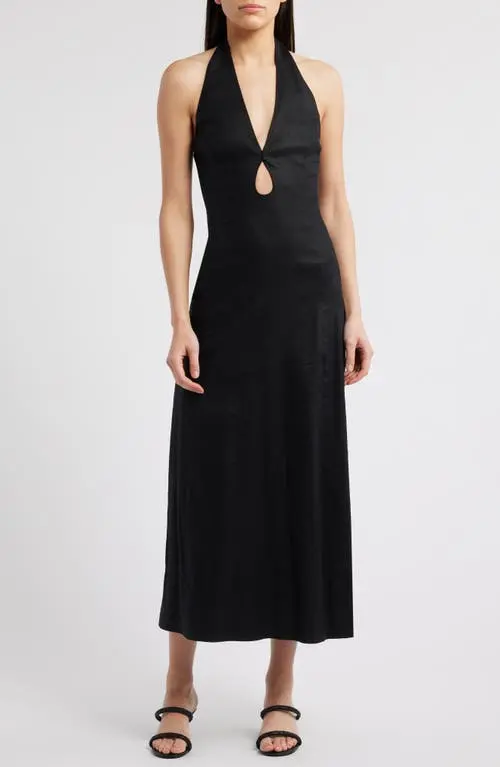 Cult Gaia Lianna Tie Back Halter Maxi Dress