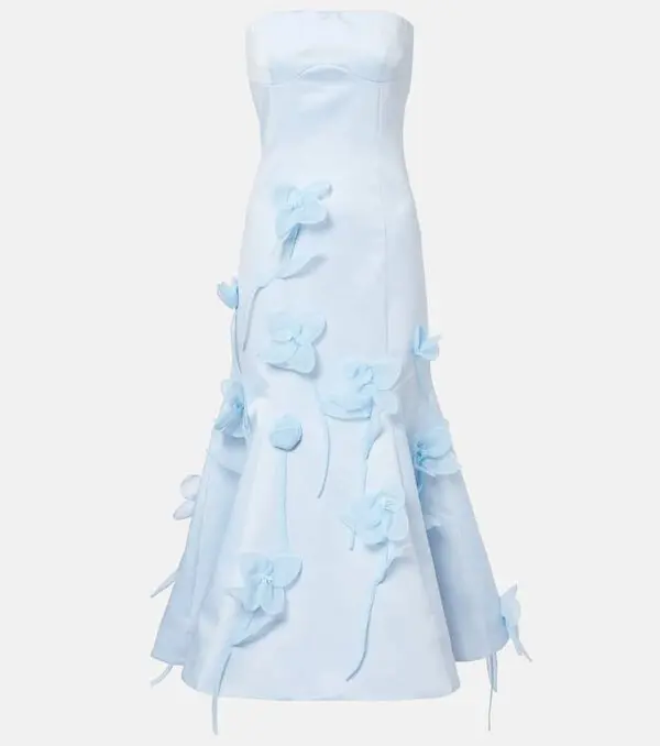 ROTATE BY BIRGER CHRISTENSEN Floral-appliqué Strapless Gown