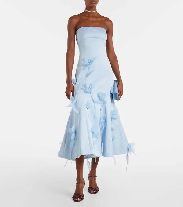 ROTATE BY BIRGER CHRISTENSEN Floral-appliqué Strapless Gown