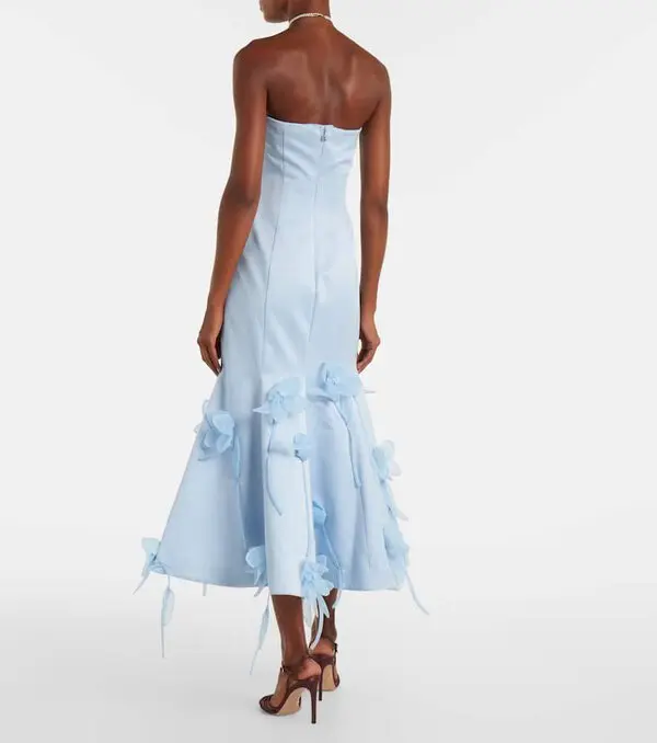 ROTATE BY BIRGER CHRISTENSEN Floral-appliqué Strapless Gown