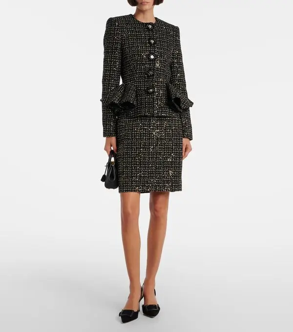Safiyaa Ayaka Sequined Tweed Pencil Skirt