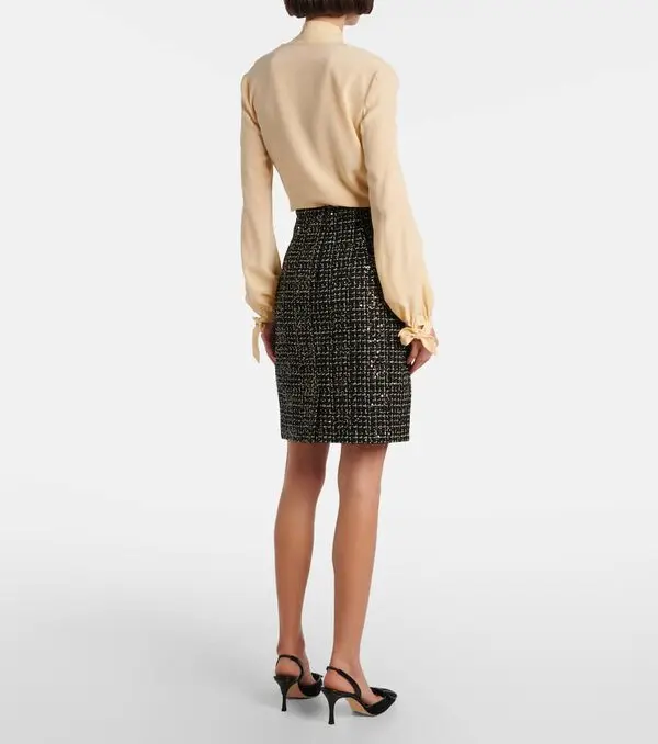 Safiyaa Ayaka Sequined Tweed Pencil Skirt