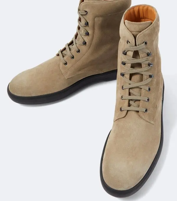 TOD'S Suede Combat Boots - Beige