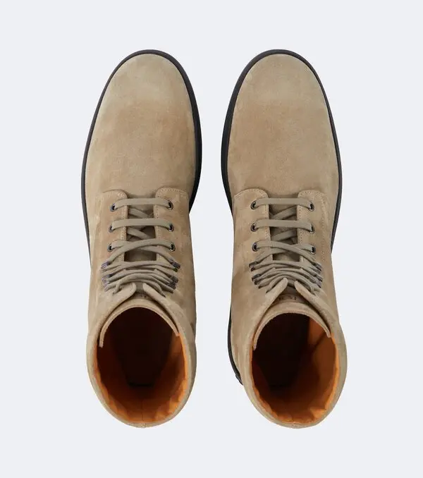 TOD'S Suede Combat Boots - Beige